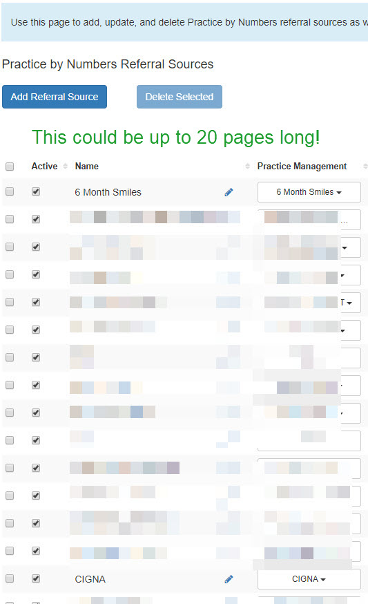 Referral Source Settings